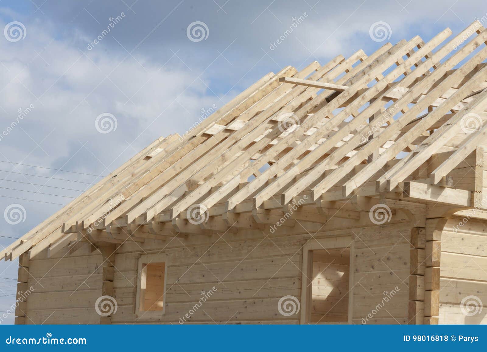 Wooden rafter framing stock photo. Image of timber, view - 98016818