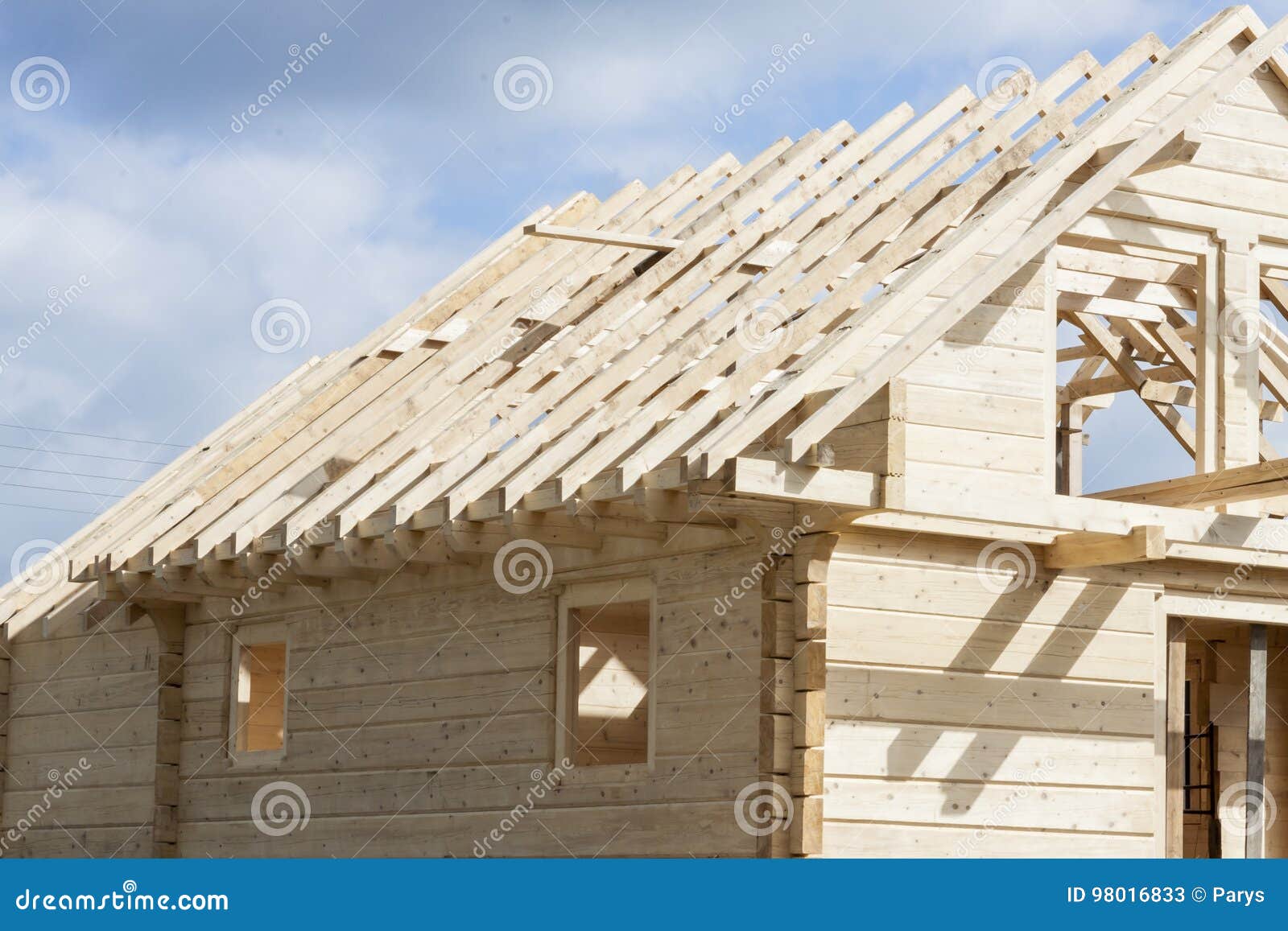 Wooden rafter framing stock image. Image of roof, site - 98016833