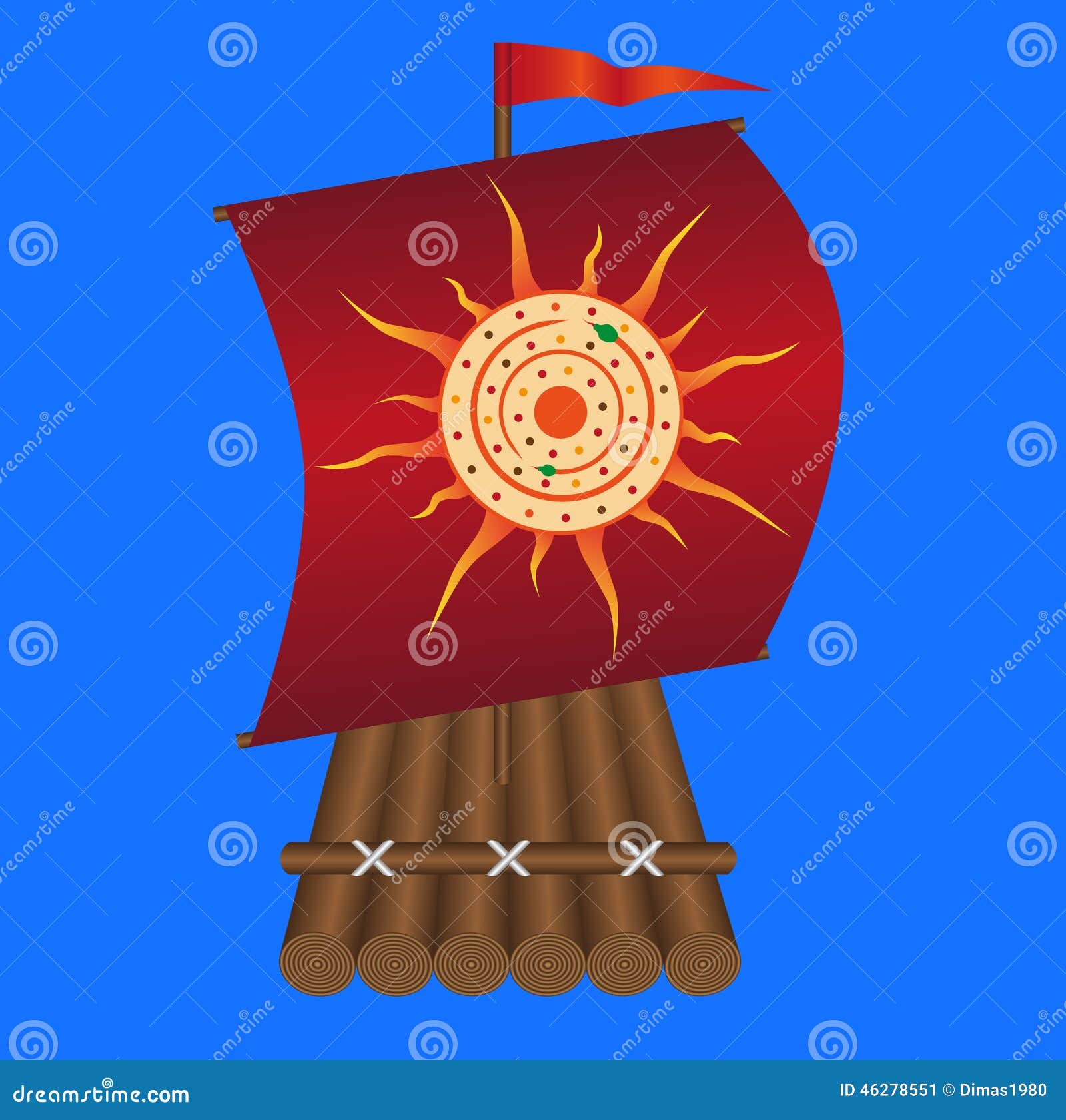 Wooden Rafts Cartoon Vector | CartoonDealer.com #46278541