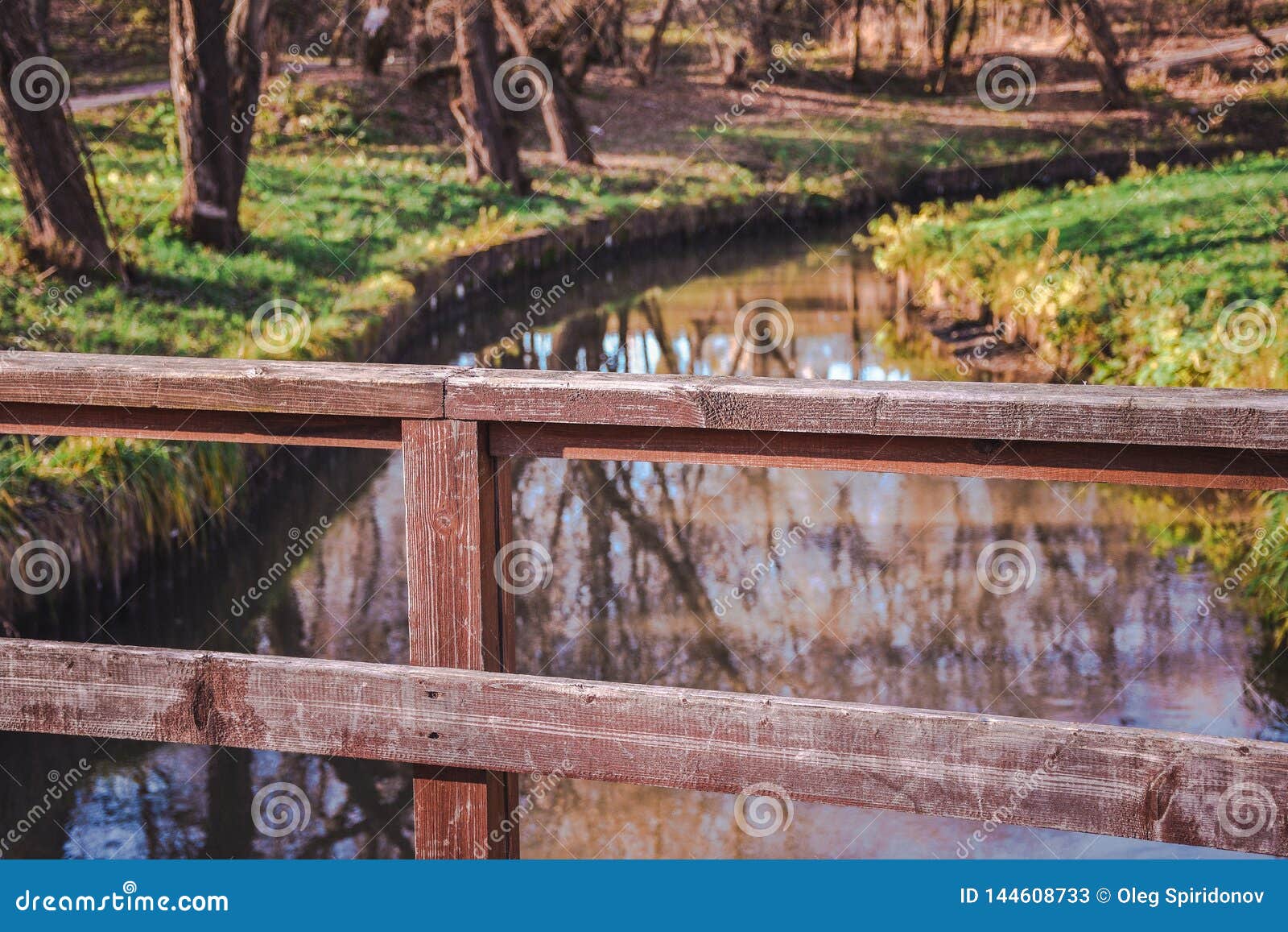 Wooden Railing of the Bridge Stock Image - Image of beautiful ...