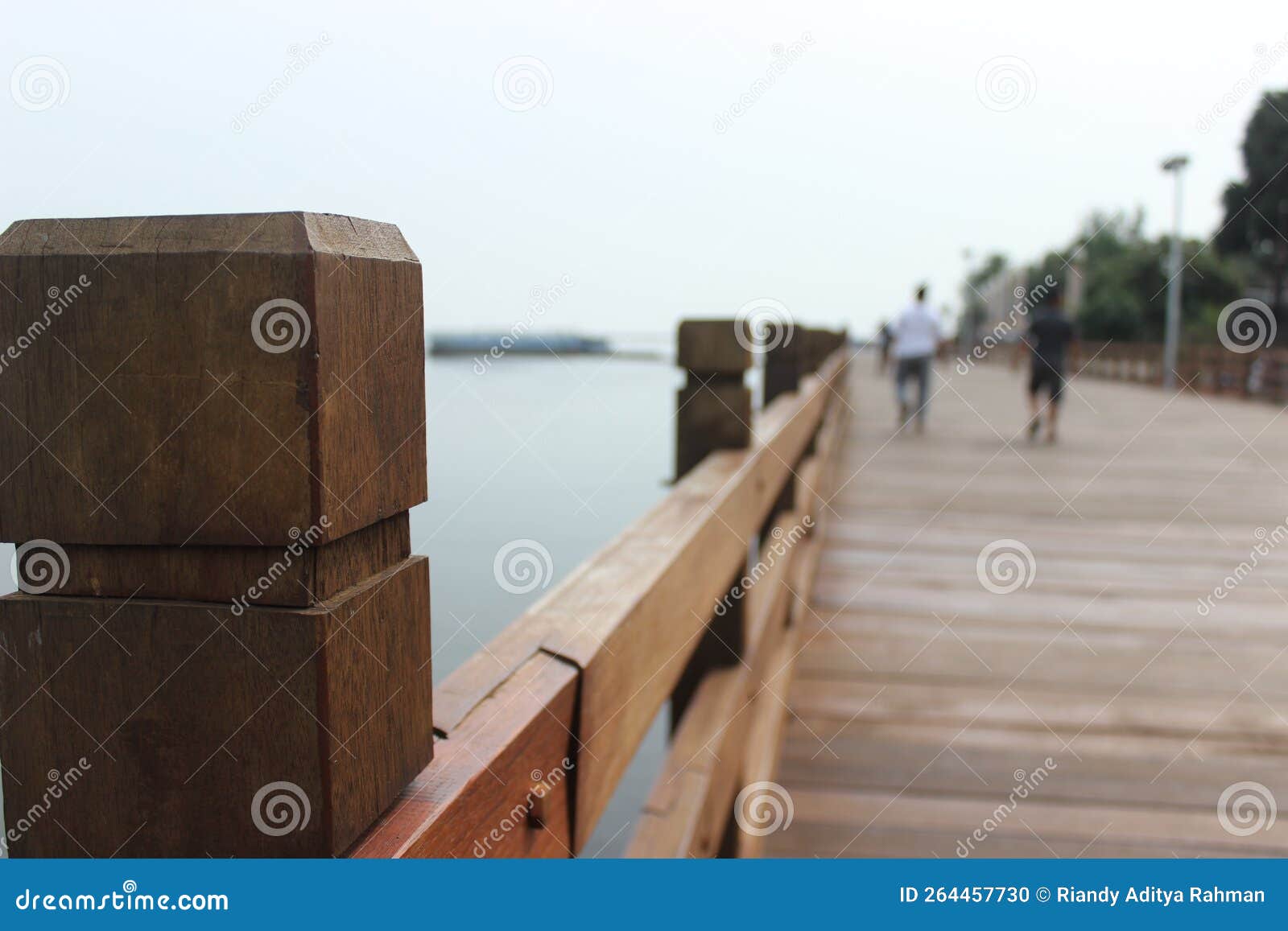 Wooden Railing on a Bridge on the Seafront Stock Photo - Image of ...