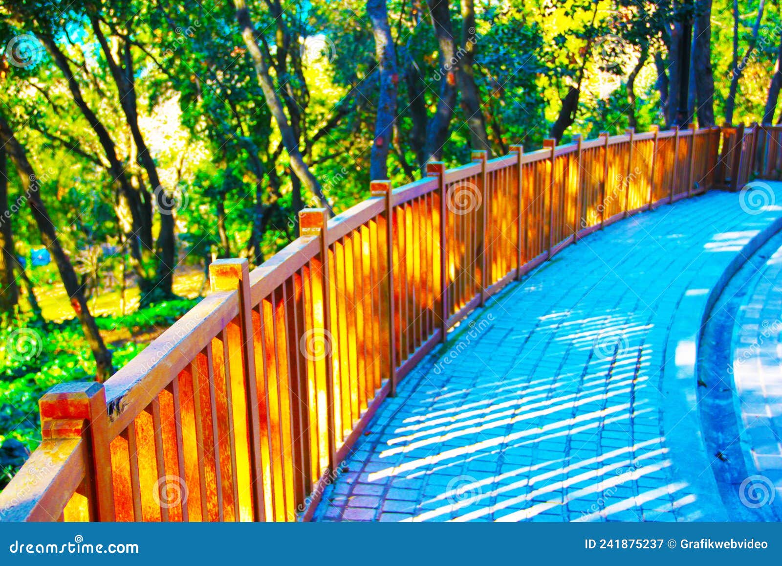 Wooden Railings on the Side of the Walkway Stock Image - Image of ...