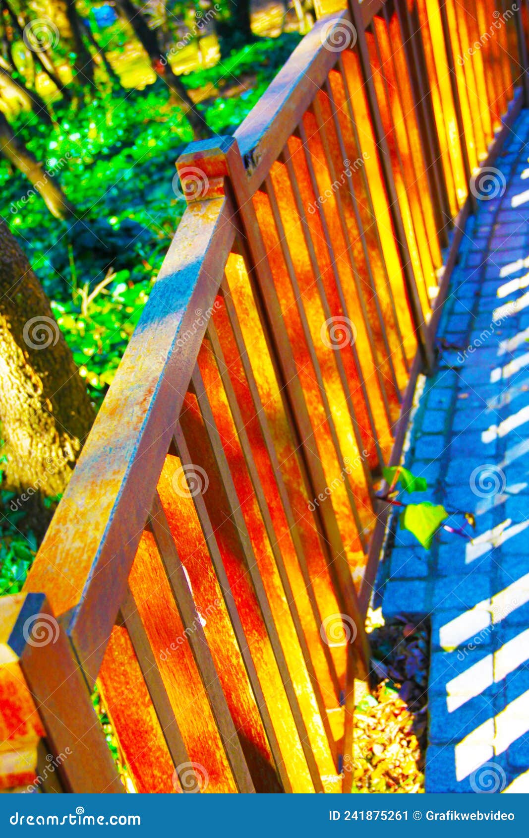 Wooden Railings on the Side of the Walkway Stock Image - Image of ...