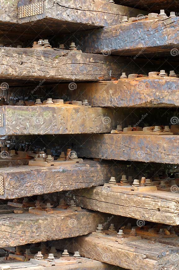 Wooden railway sleepers 3 stock image. Image of objects - 41630481