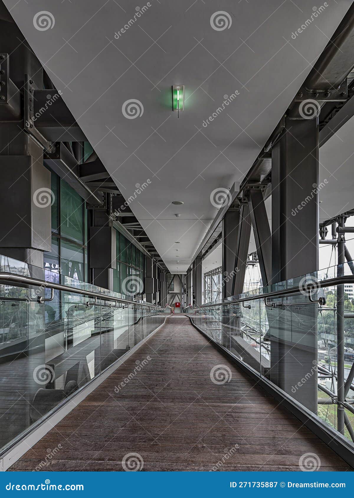 Wooden Ramp Supported on a Complex Metallic Wireframe of a Modern ...