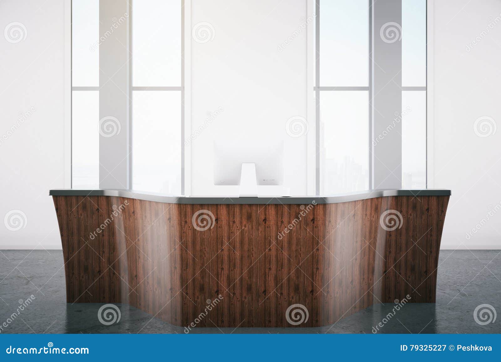 Wooden reception desk stock illustration. Illustration of mockup - 79325227