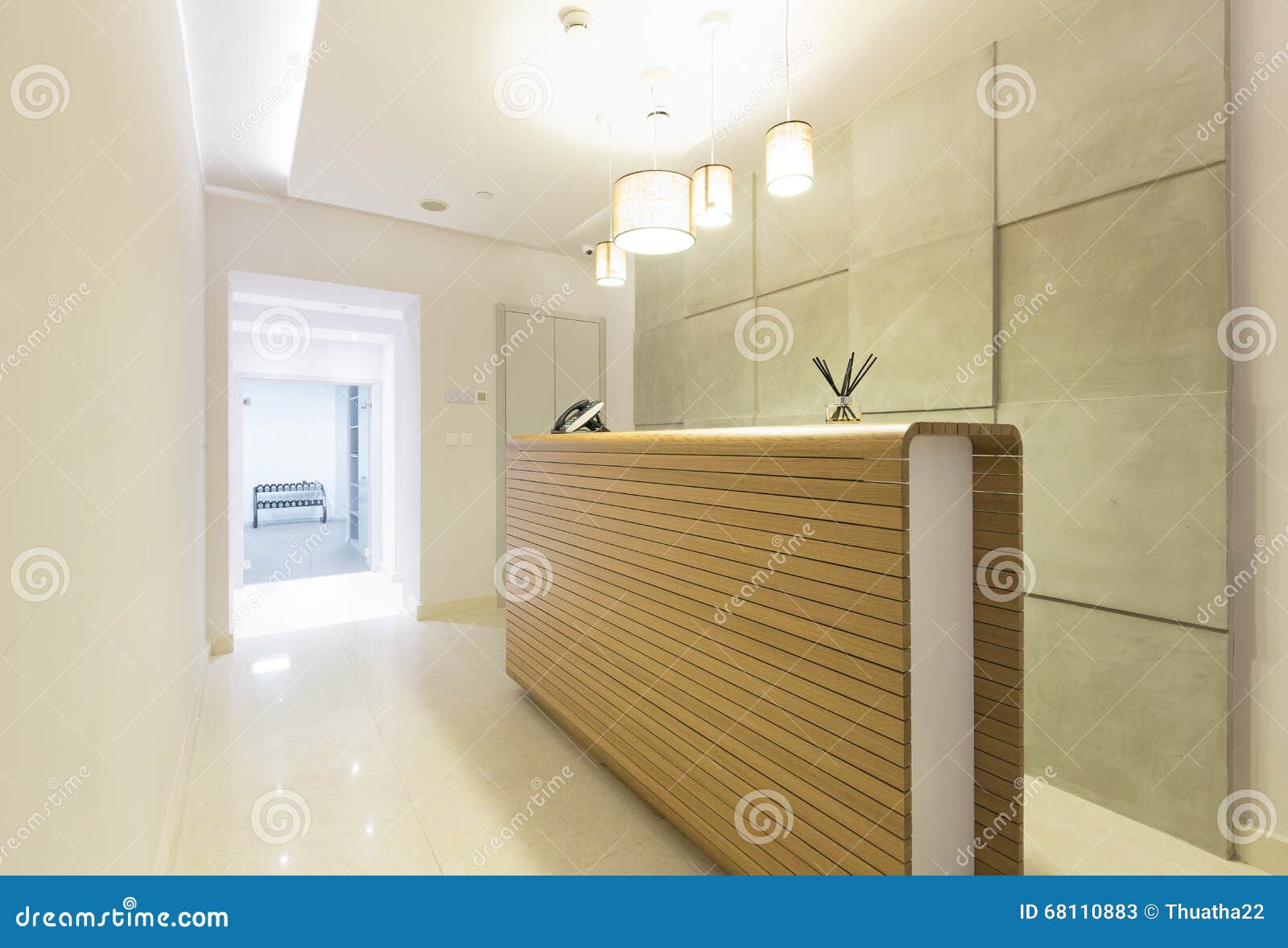Wooden Reception Desk in Spa Center Stock Image - Image of lobby ...