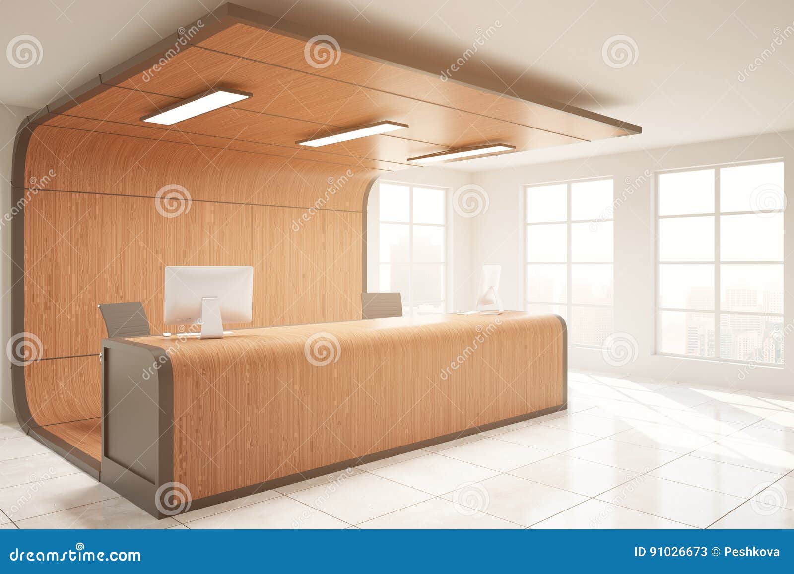 Wooden reception side stock illustration. Illustration of equipment ...