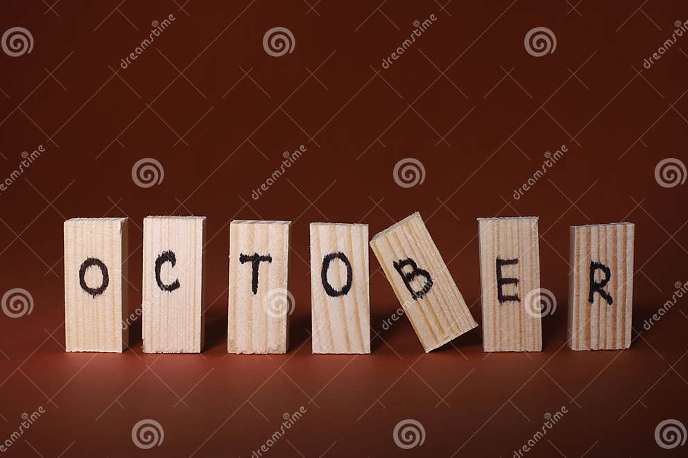 Wooden Rectangular Letters with the Inscription of the Month of October ...