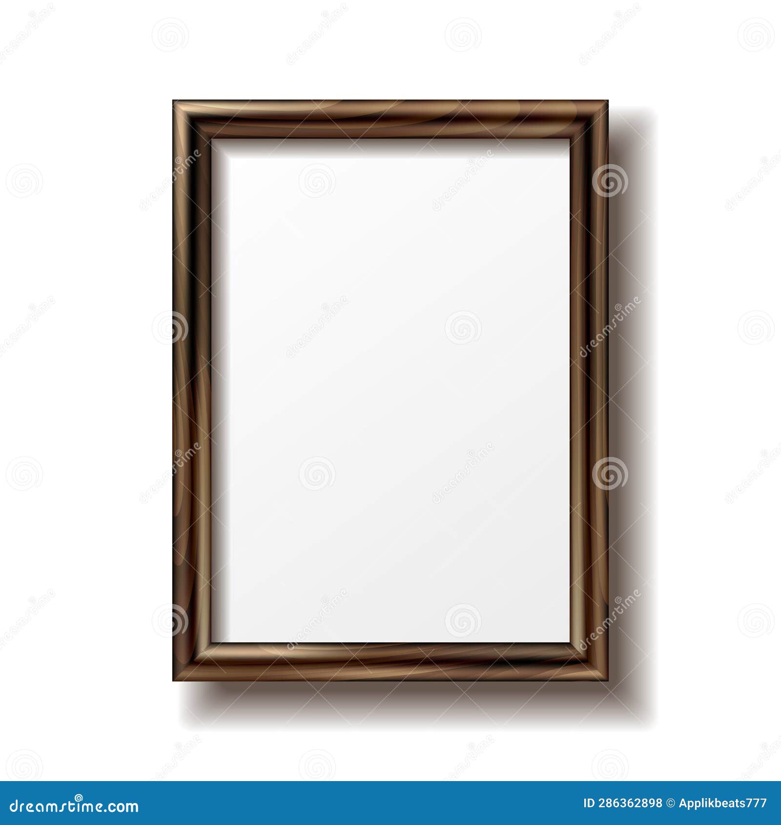Wooden Rectangular Photo Frame with Shadow. Vector Illustration Stock ...