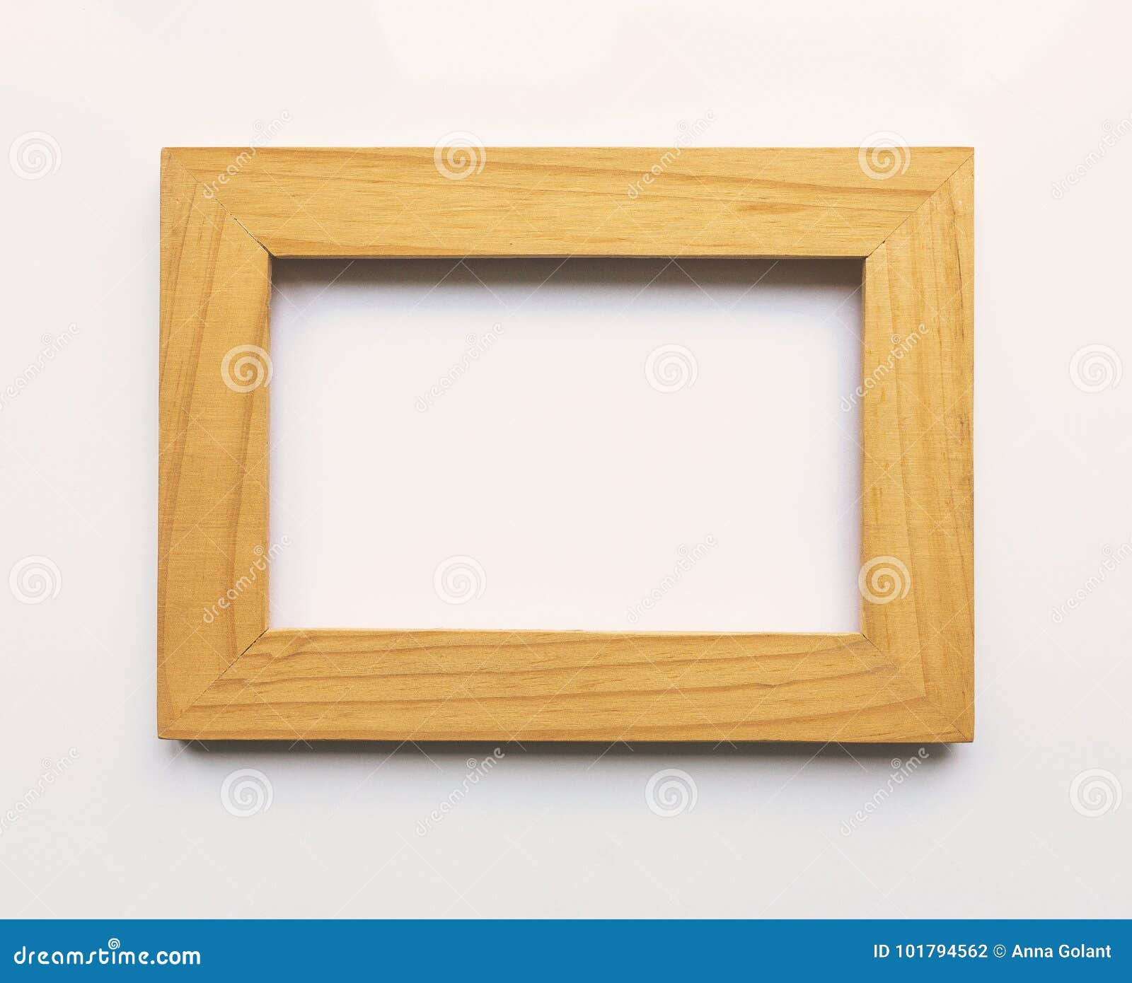 Wooden Rectangular Photo Frame on White Background. Close-up. Top View ...