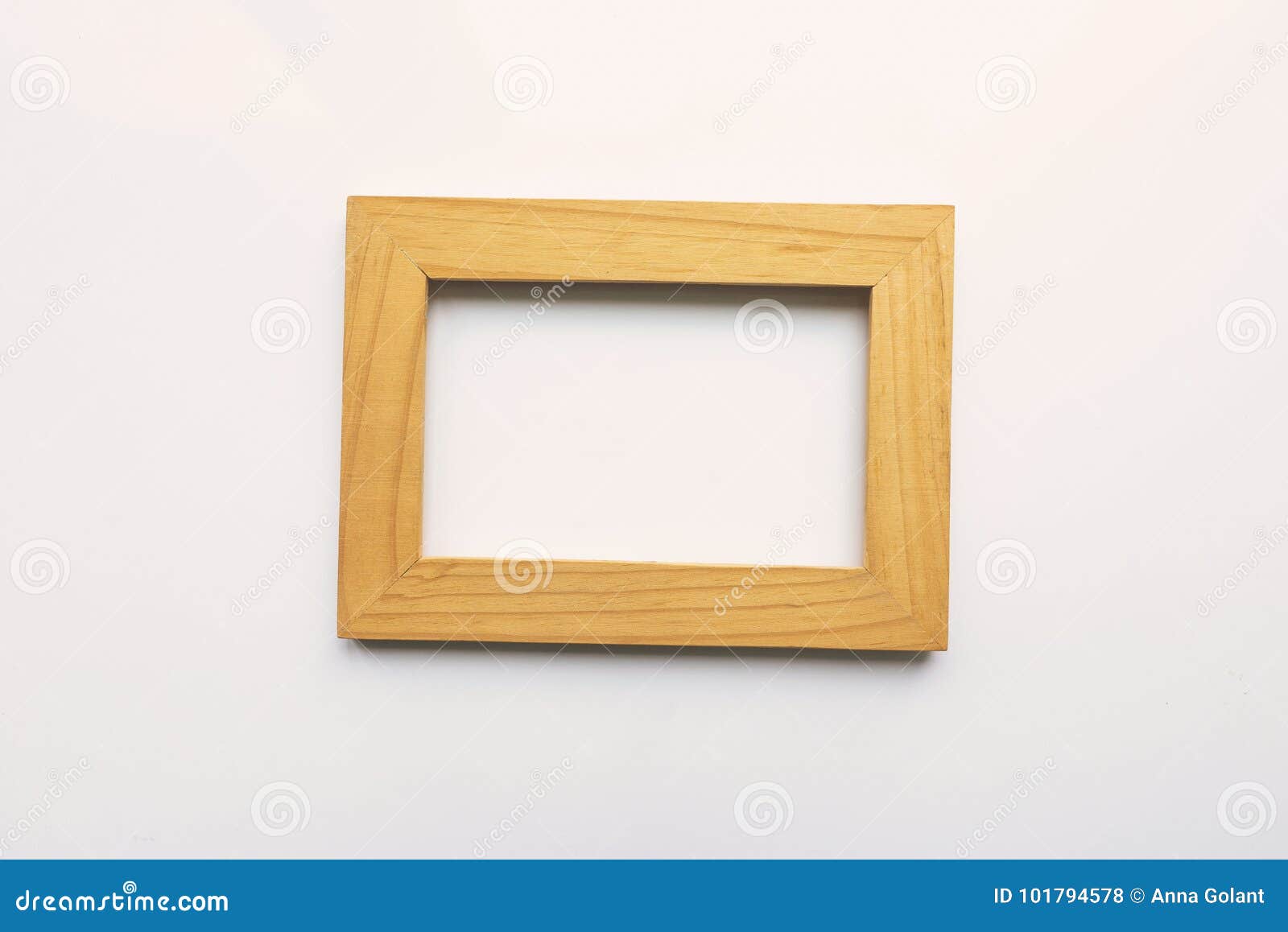 Wooden Rectangular Photo Frame on White Background. Close-up. Top View ...