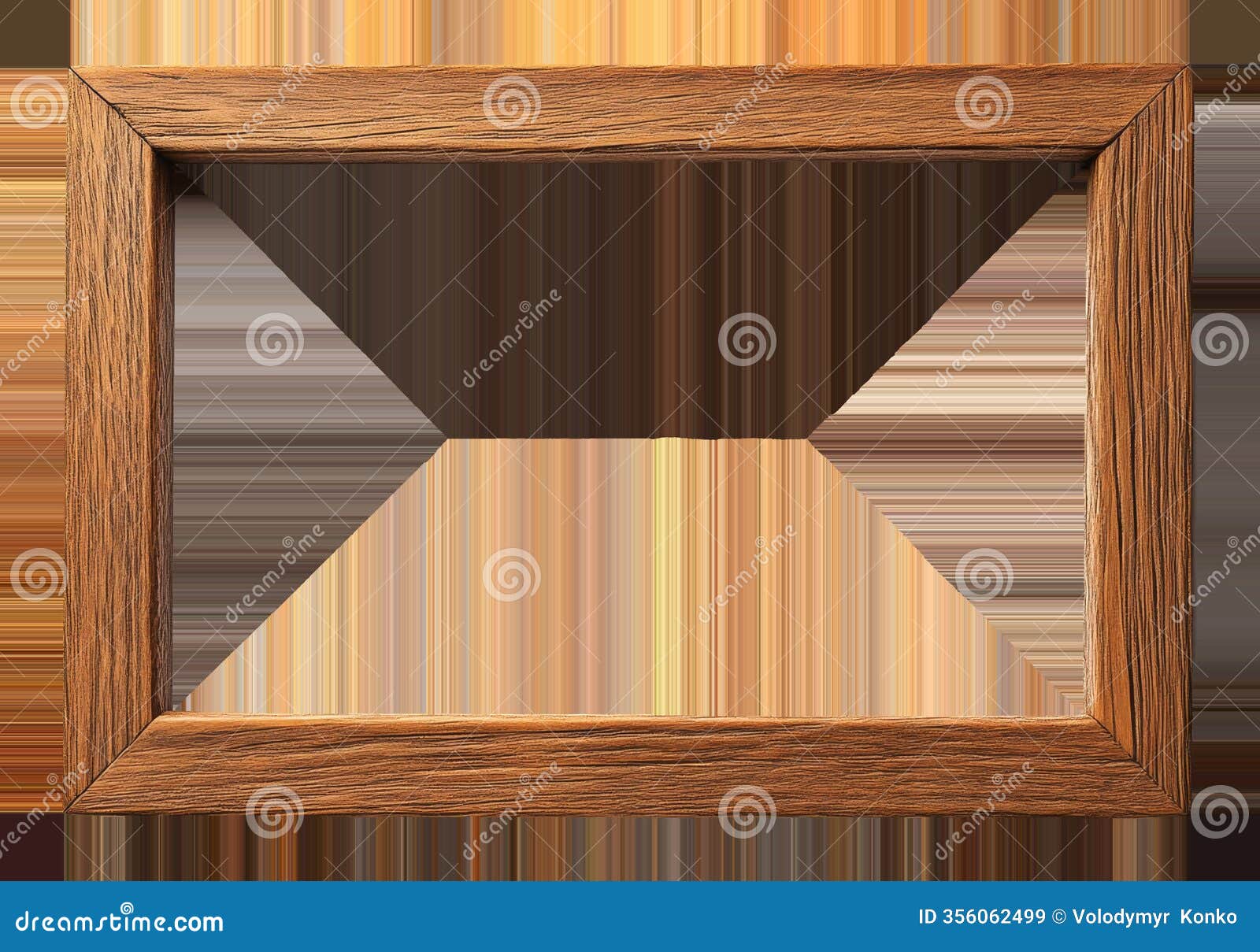 Wooden Rectangular Picture Frame on Transparent Background Stock Image ...