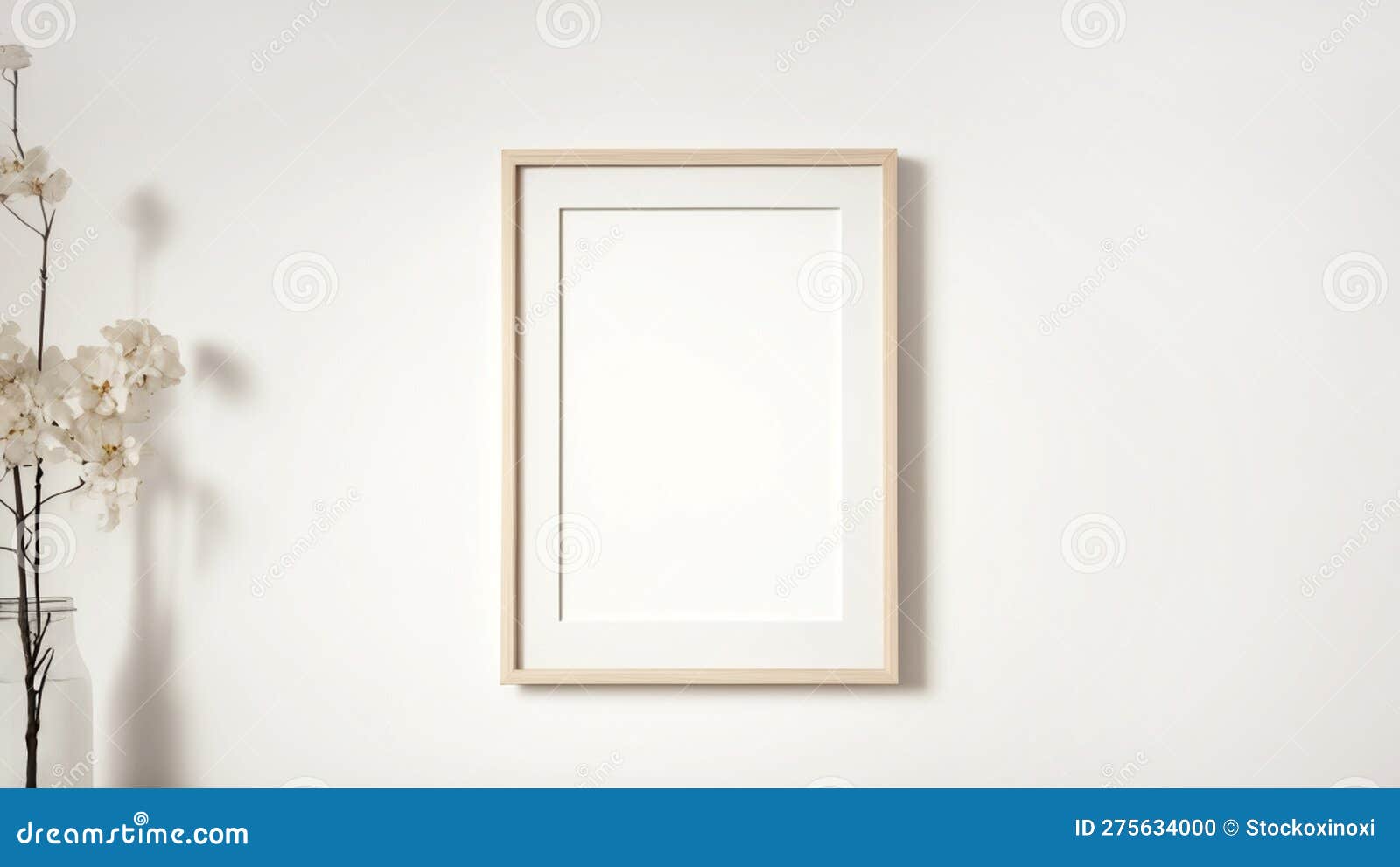 Wooden Rectangular Picture Frame on Wall Stock Illustration ...