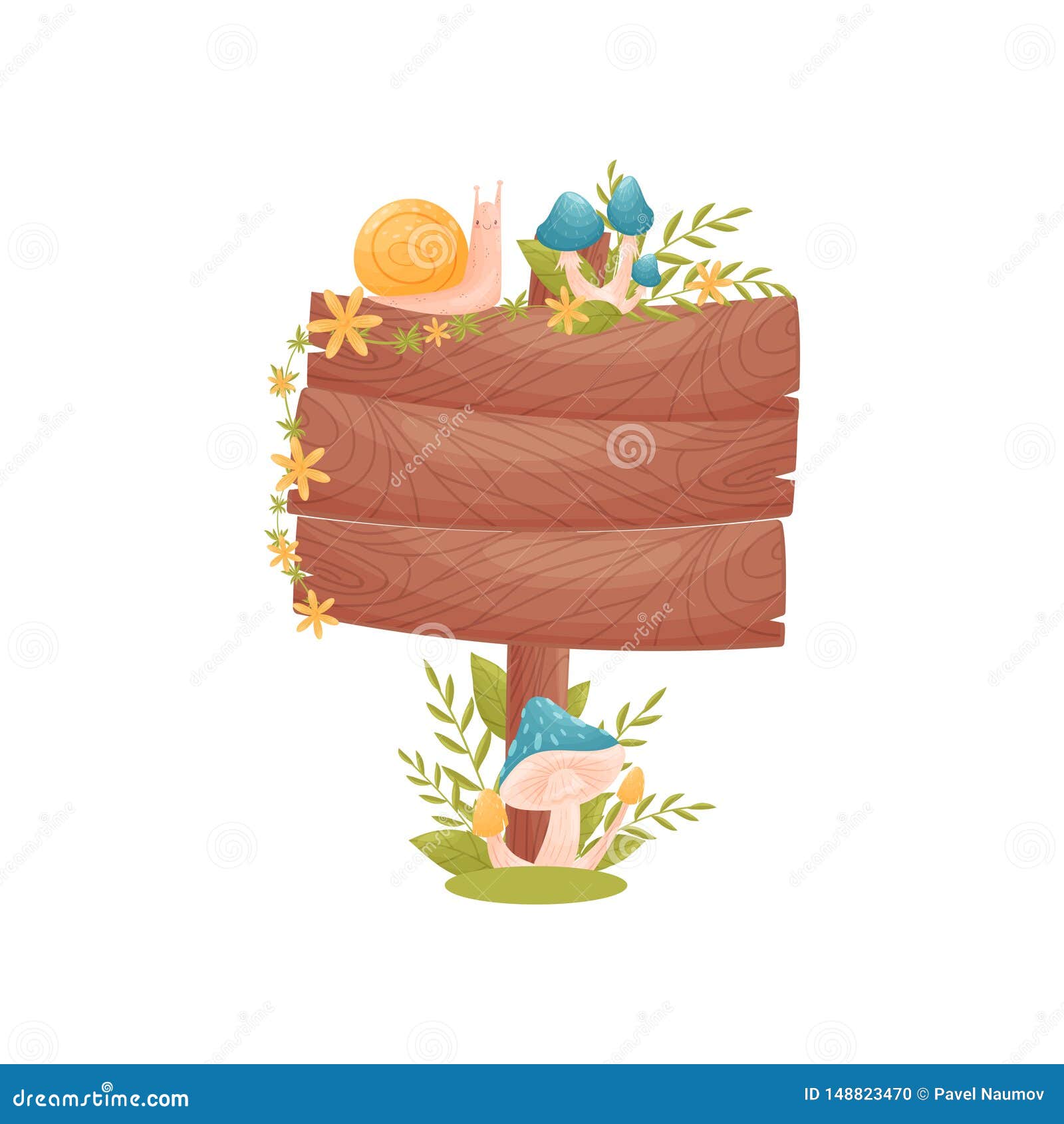 Wooden Rectangular Shelf. Isolated Cartoon Illustration On A White ...