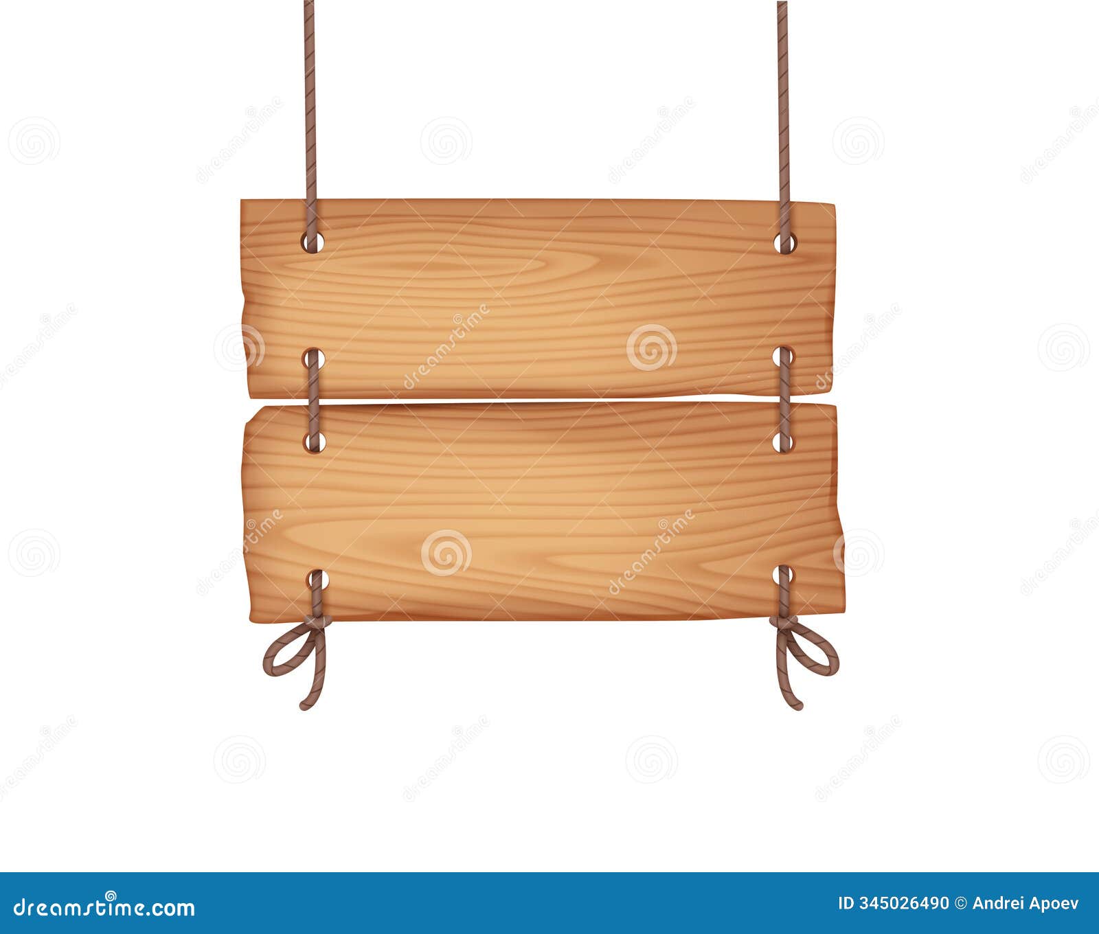 Wooden Rectangular Signs with Ropes Vector Illustration Stock Vector ...