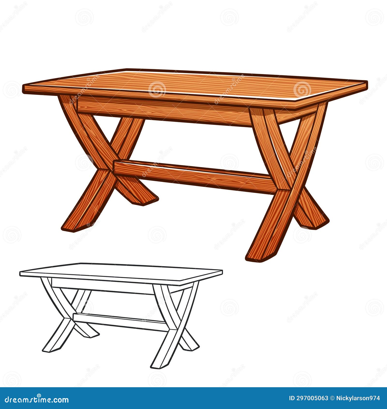 Wooden Rectangular Table Isolated Drawing Stock Illustration ...