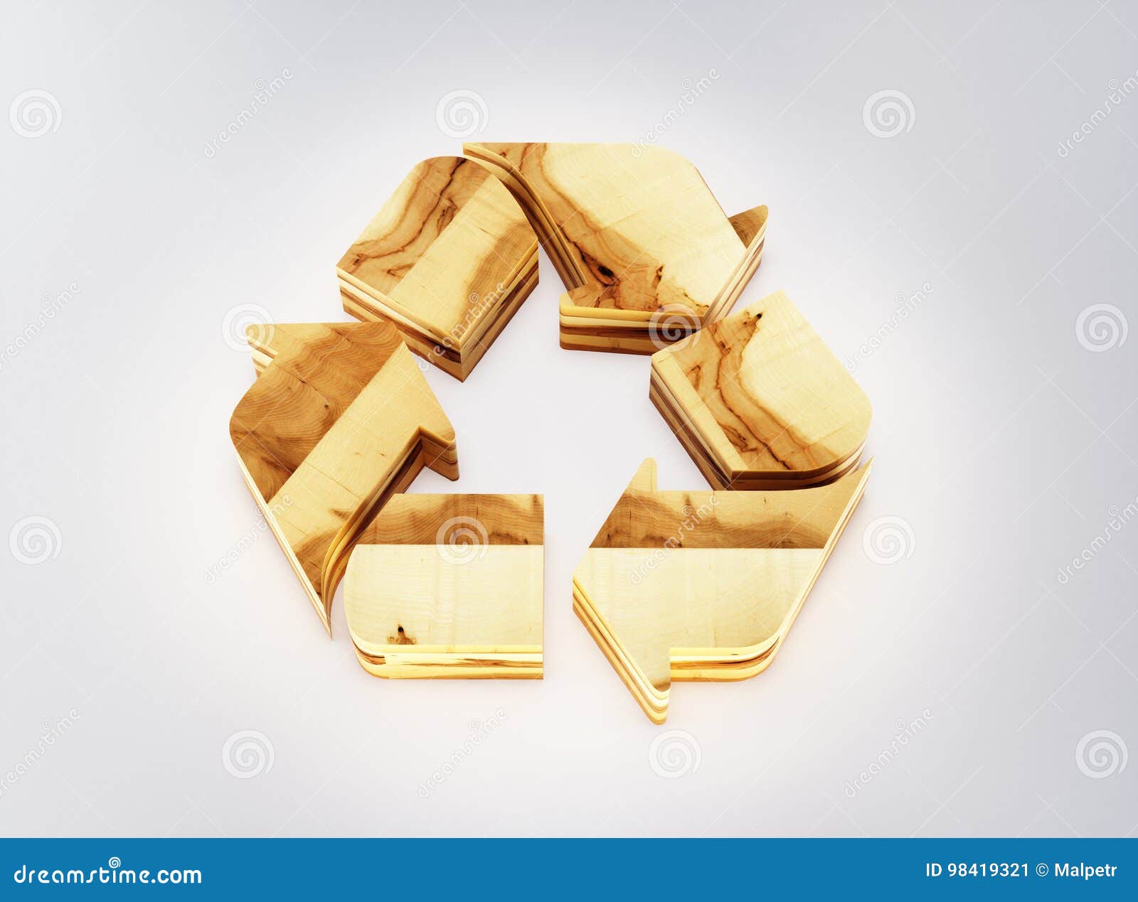 Wooden Recycle Symbol. 3d Illustration. Stock Illustration ...