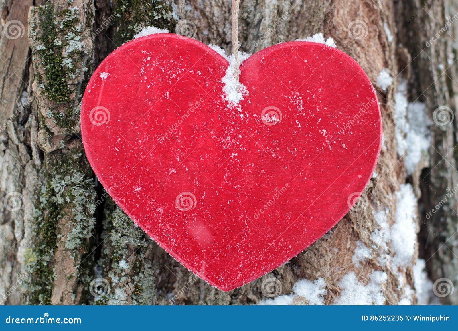 Wooden Red Heart Against the Background of Texture of a Tree Stock ...