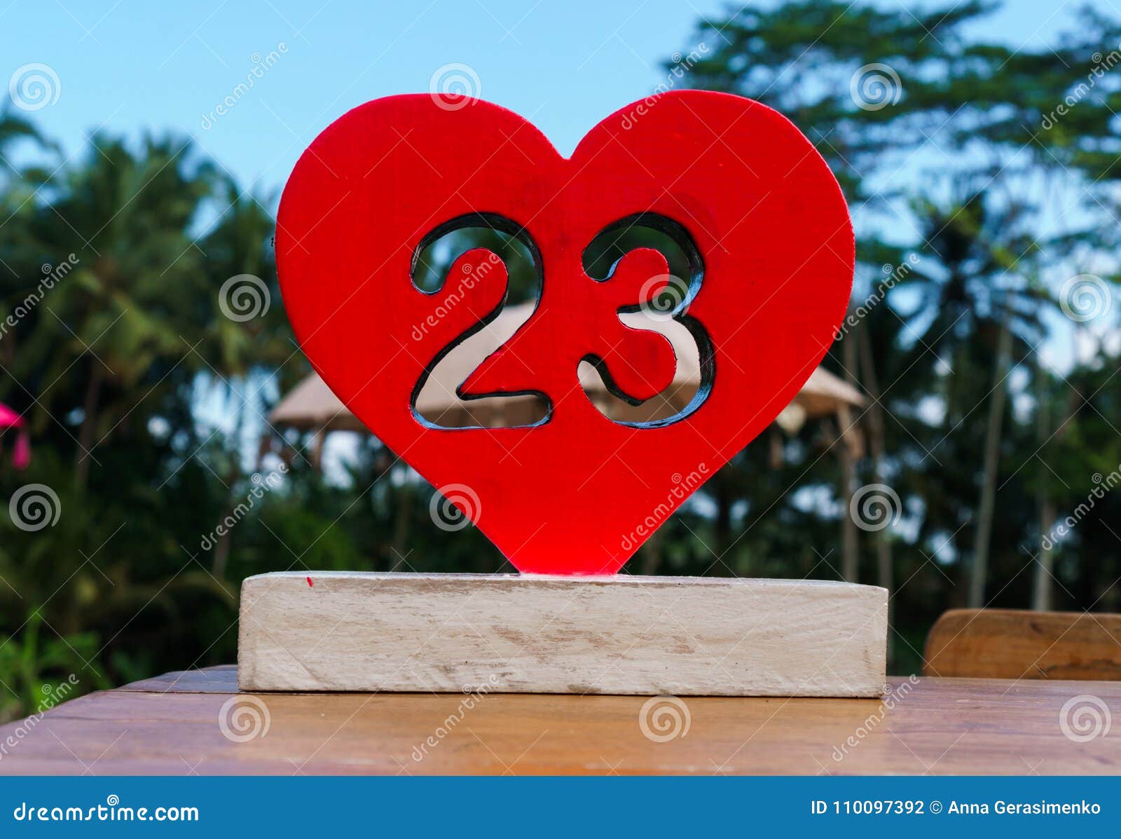 Wooden Red Heart with Number 23 on it Stock Photo - Image of love ...