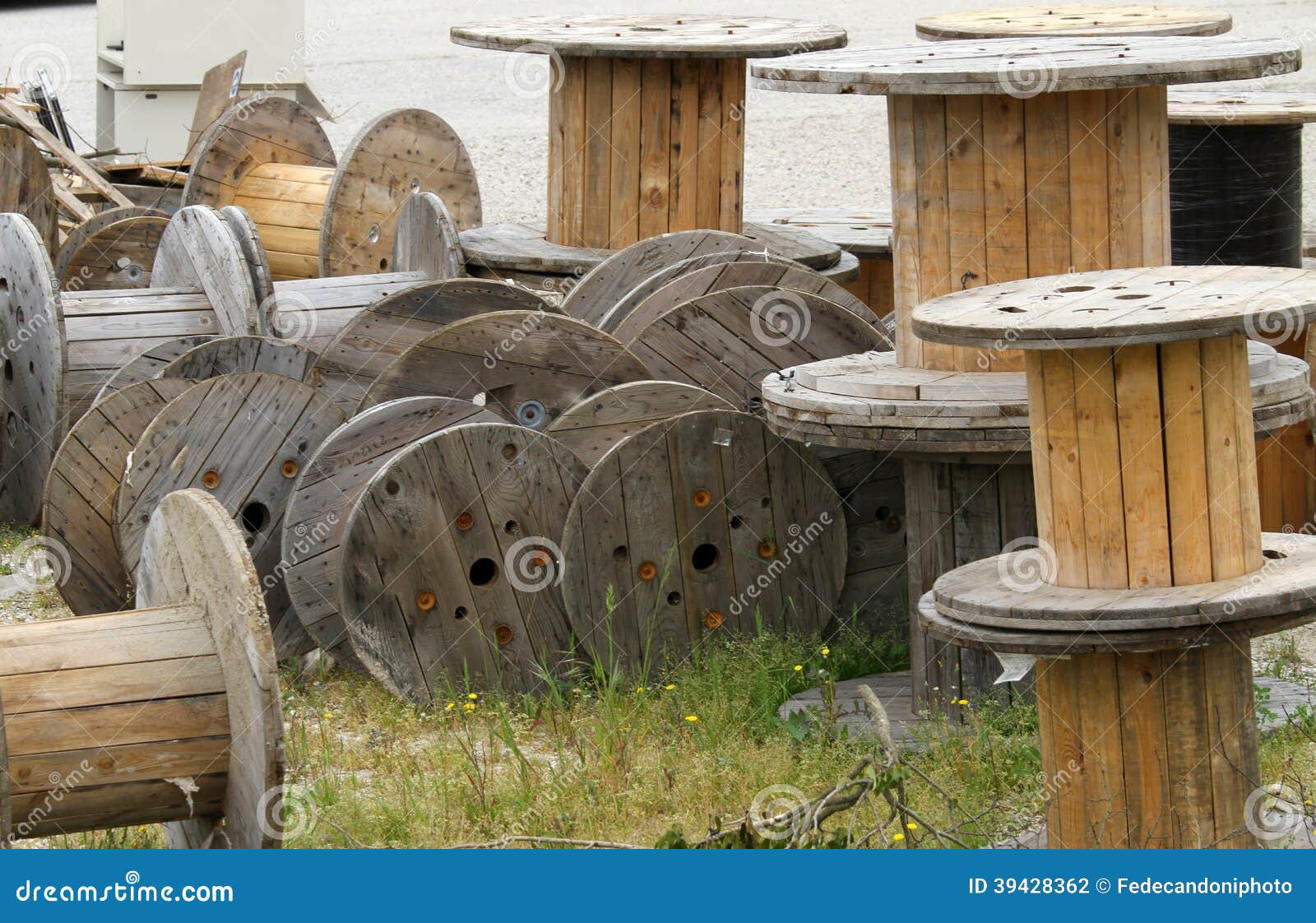 Wooden Reels Deposit for Electric Cable Stock Photo - Image of ...