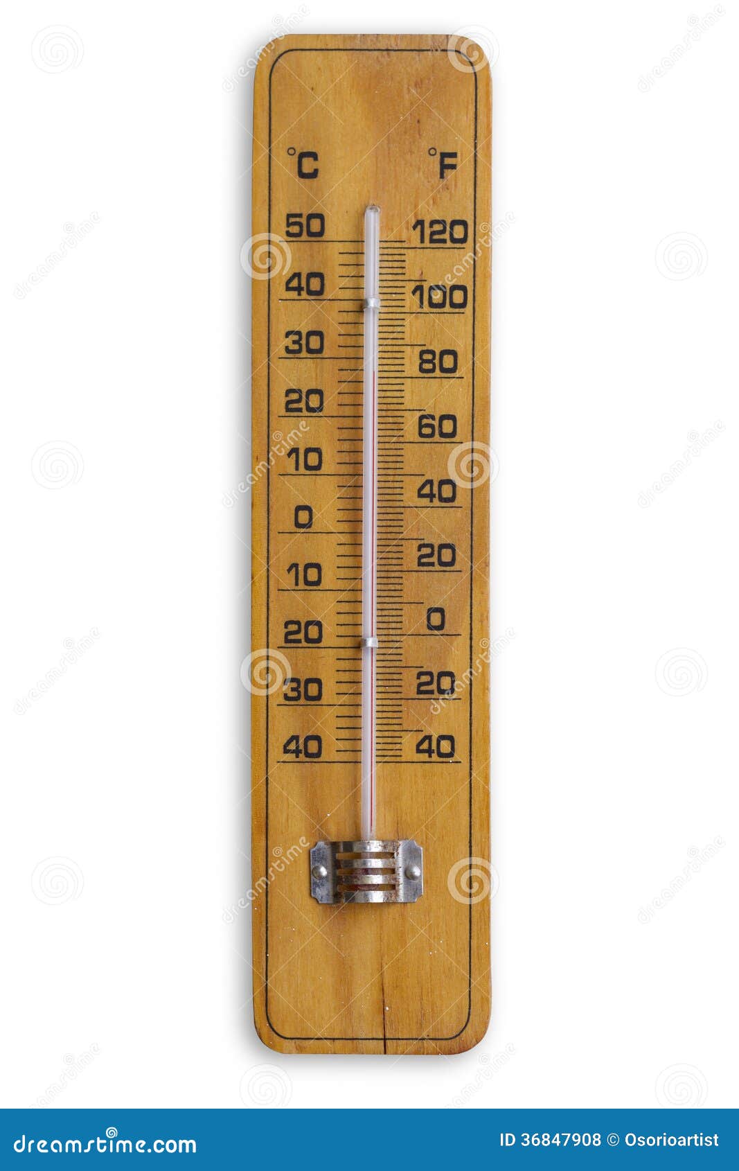 Wooden Retro Thermometer Isolated Over White Stock Photo - Image of ...