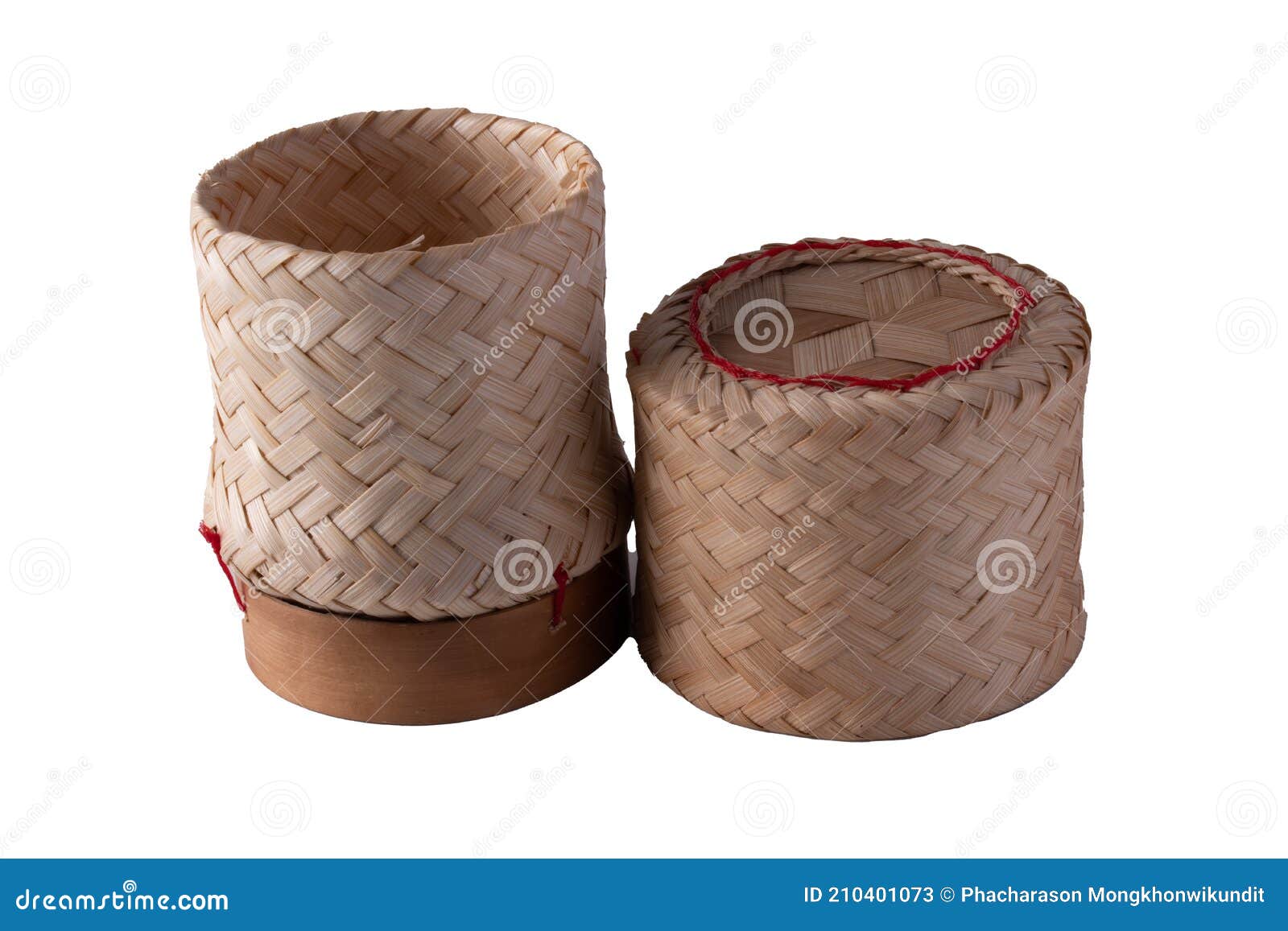 Wooden Rice Box Thai Style on White Background Stock Image - Image of ...