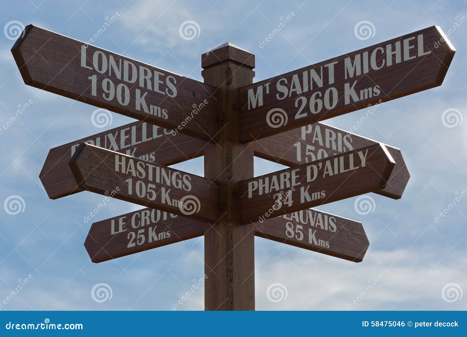 Wooden Road sign stock photo. Image of guide, normandy - 58475046