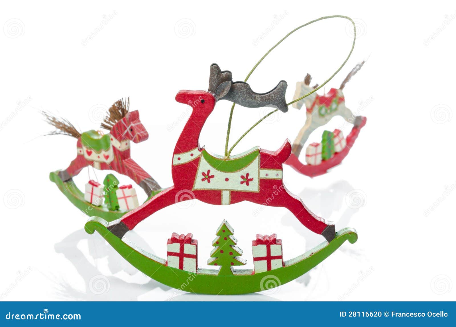 Wooden Rocking Animal Christmas Decorations Stock Photo - Image of ...