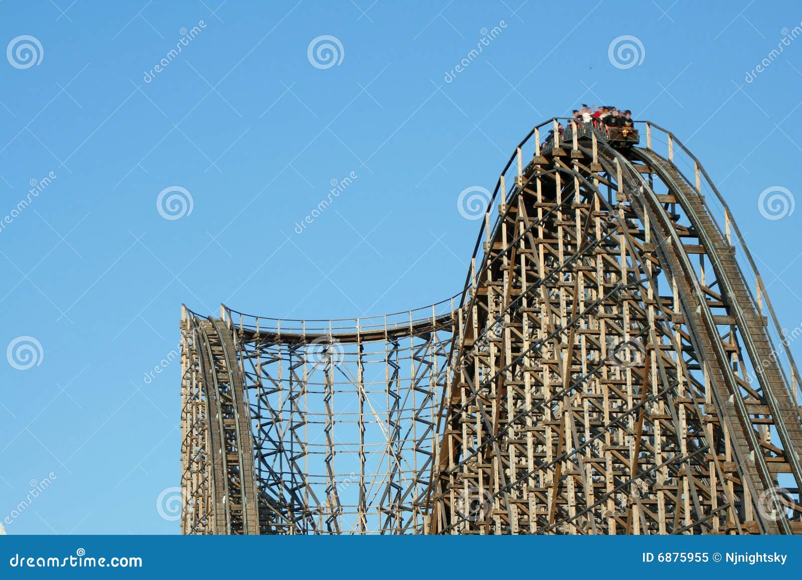 Wooden roller coaster stock image. Image of blue, wooden - 6875955