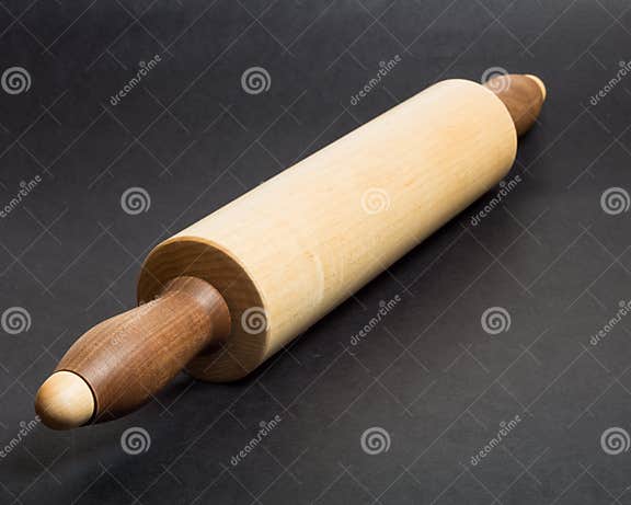 Wooden Rolling Pin on Bakery Table Stock Photo - Image of kitchenware ...