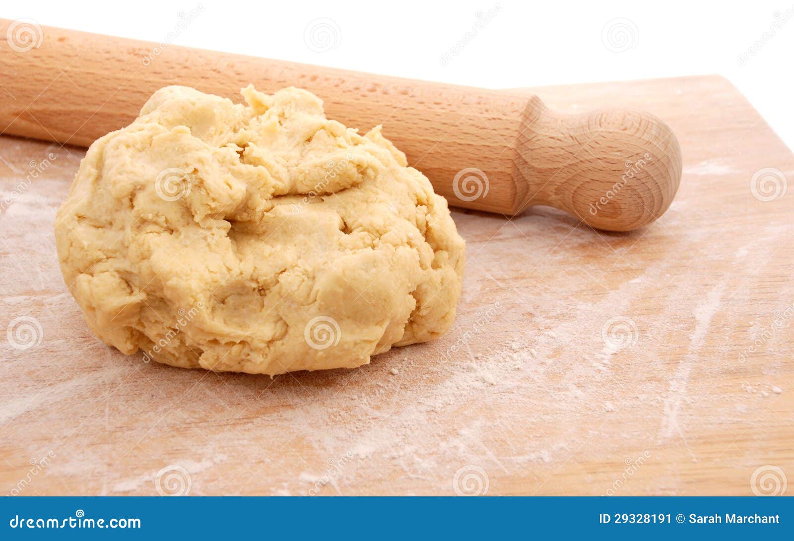 Wooden Rolling Pin and a Fresh Ball of Pastry on a Floured Board Stock ...