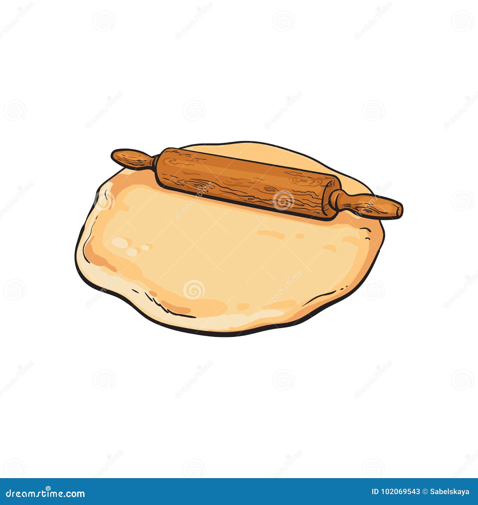 Wooden Rolling Pin, Roller and Flattened Dough Stock Vector ... Wooden Rolling Pin, Roller and Flattened Dough Stock Vector ...