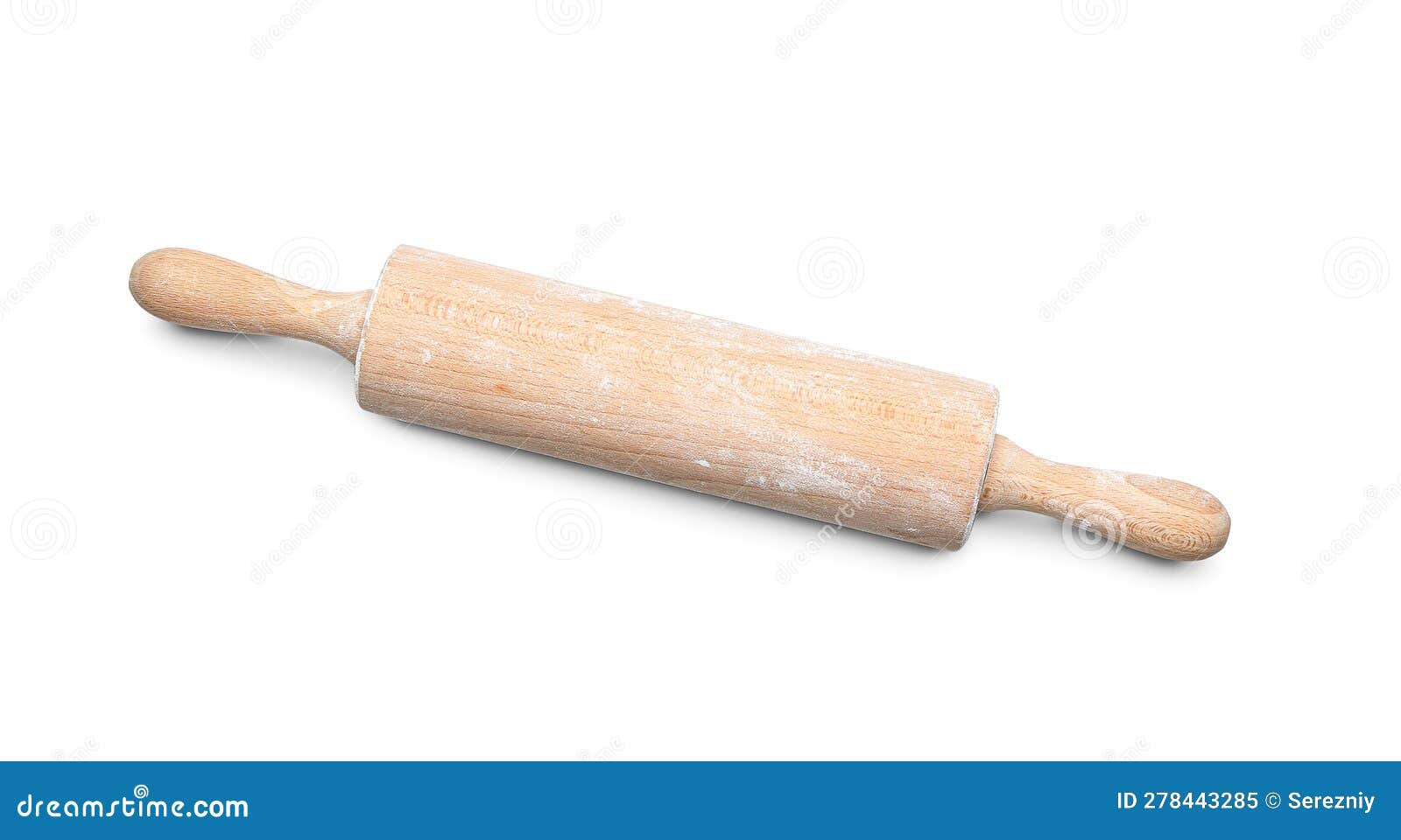 Wooden Rolling Pin on White Background Stock Image - Image of accessory ...