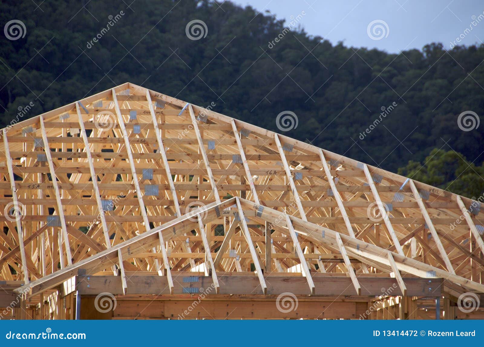Wooden roof frame stock photo. Image of wood, residential - 13414472