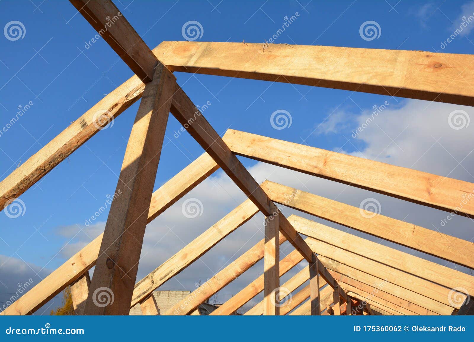 Wooden Roof Frame House Construction. House Rooftop Wooden Frame ...