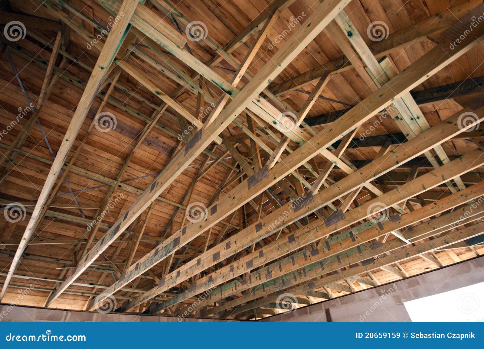 Wooden roof structure stock image. Image of beams, wooden - 20659159