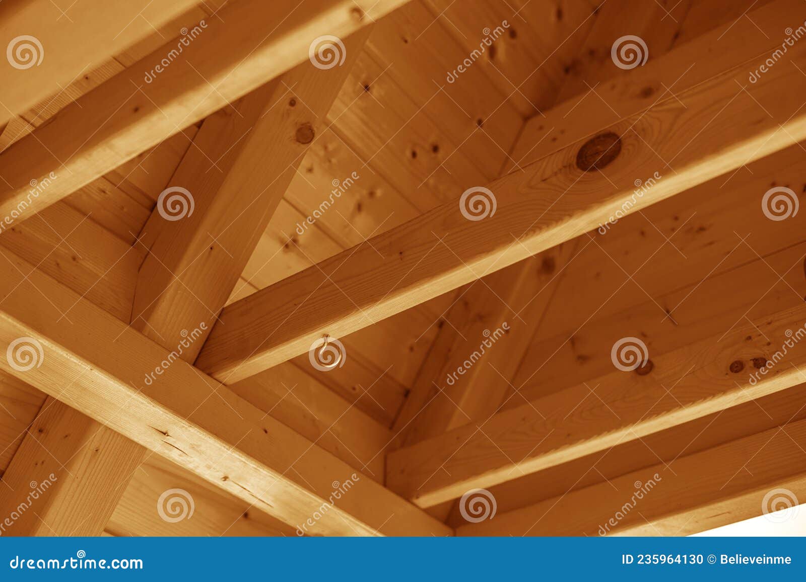 Wooden Roof Structure for a House. Stock Photo - Image of work ...