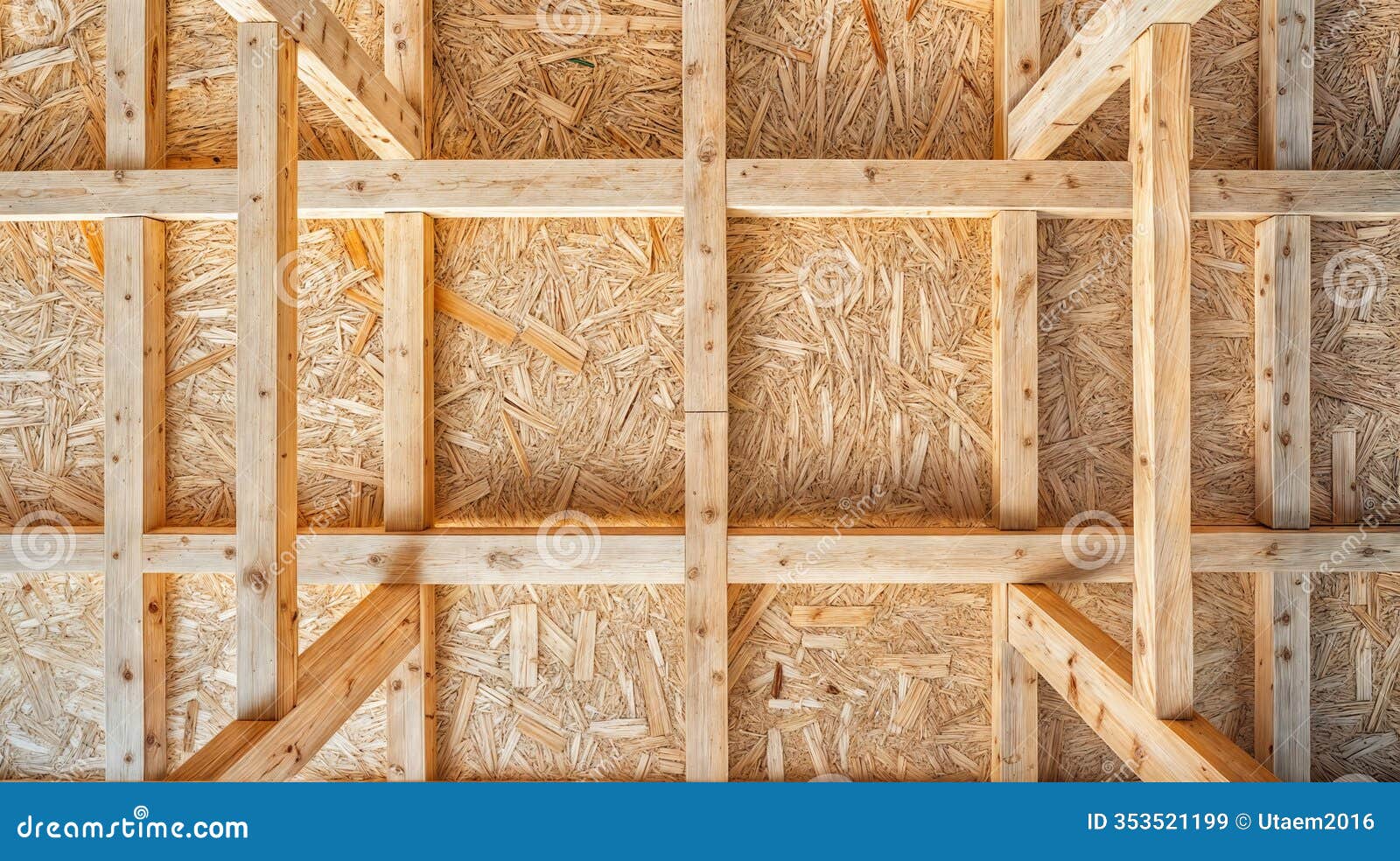 Wooden Roof Structure Supporting Oriented Strand Board Panels Stock ...