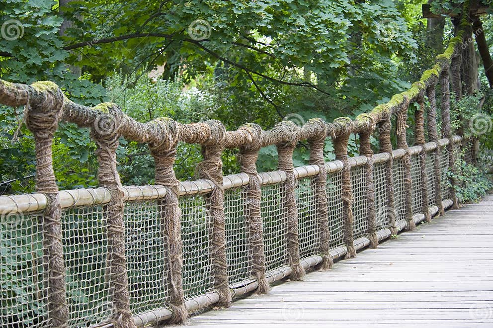 Wooden rope bridge stock image. Image of perspective - 15303573