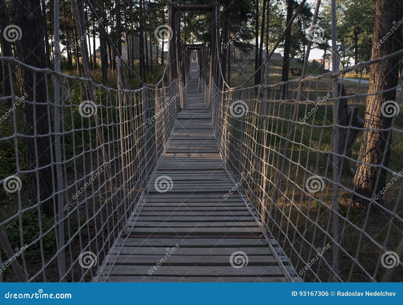 Wooden rope bridge stock photo. Image of passage, bounce - 93167306