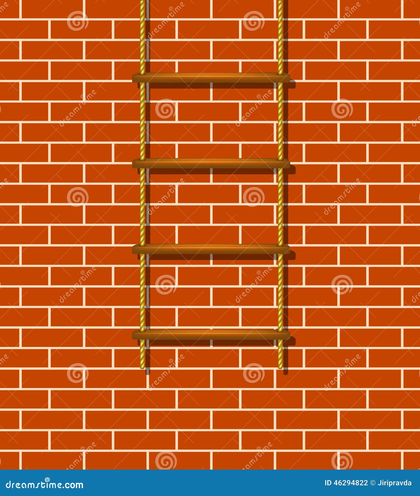 Wooden Rope Ladder and Brick Wall Stock Vector - Illustration of risky ...