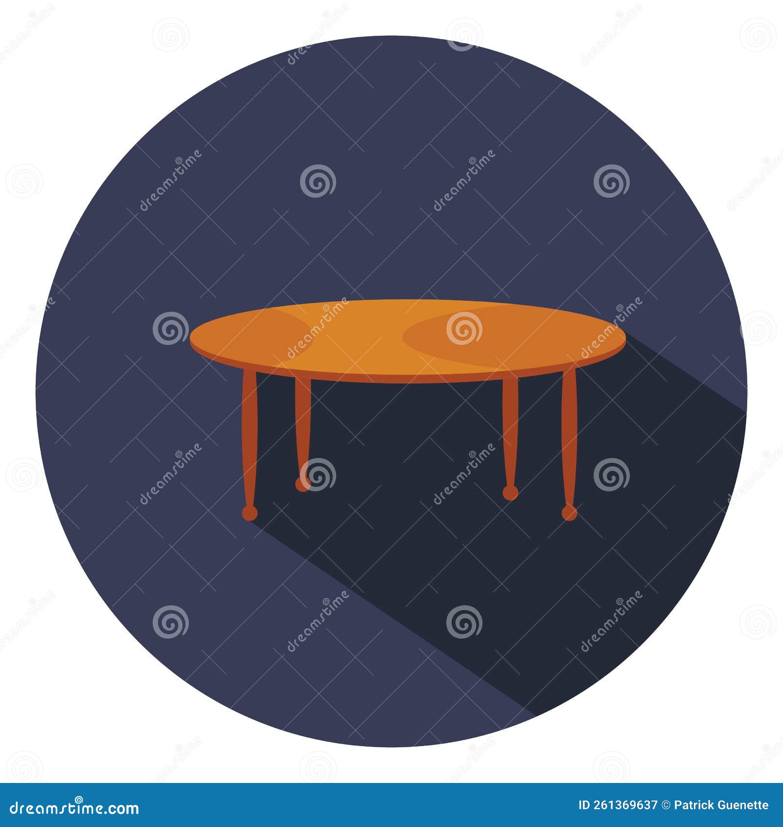 Wooden round table, icon stock vector. Illustration of table - 261369637