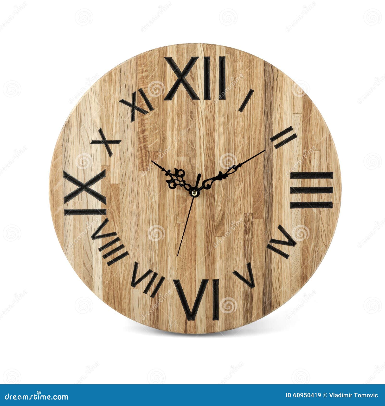 Wooden Round Wall Watch - Clock Isolated Stock Image - Image of office ...