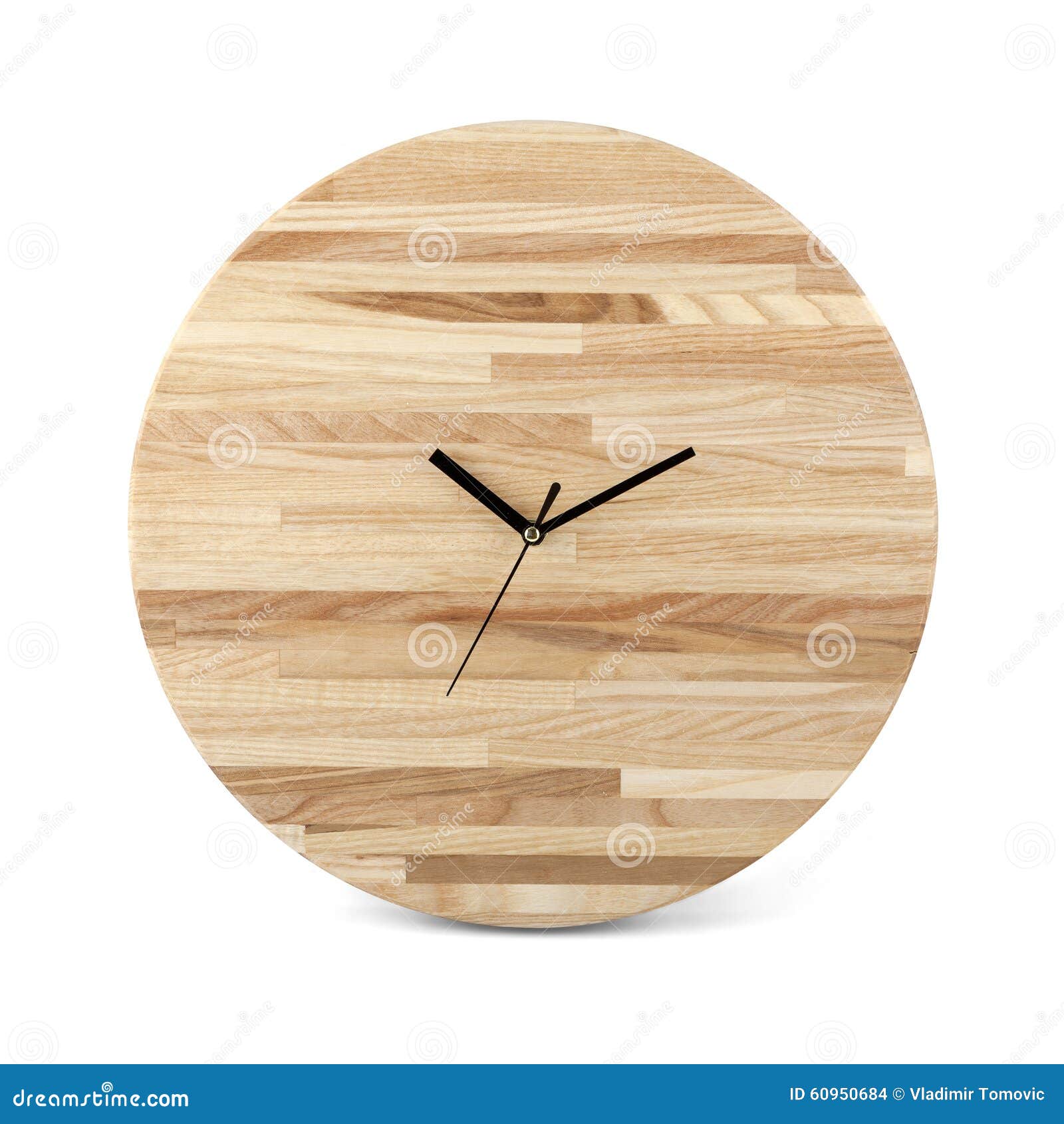 Wooden Round Wall Watch - Clock Isolated Stock Photo - Image of pointer ...