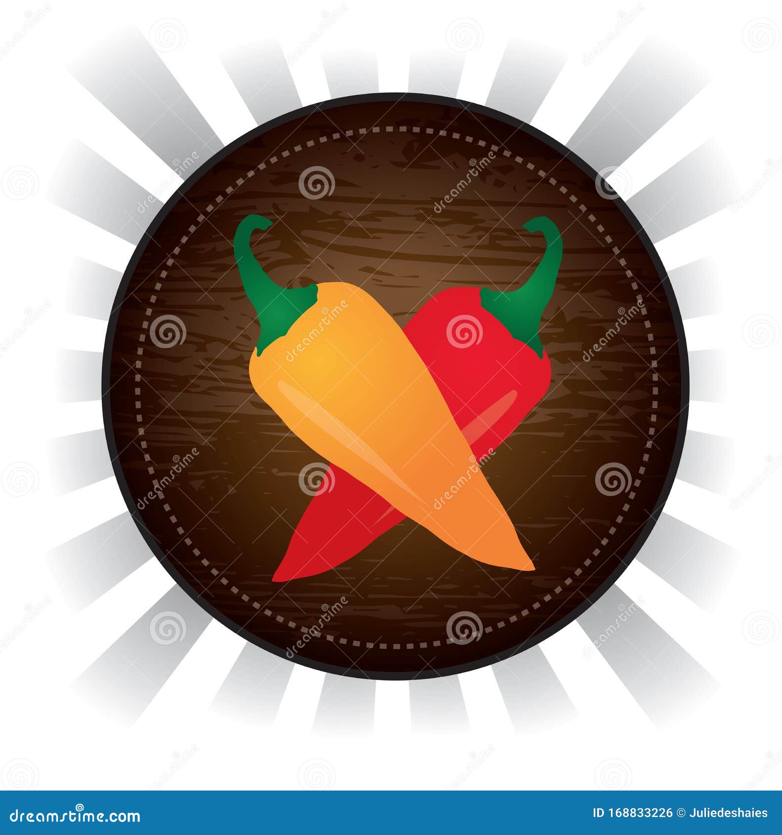 Wooden Rounded Pepper Label Vector Design Stock Vector - Illustration ...