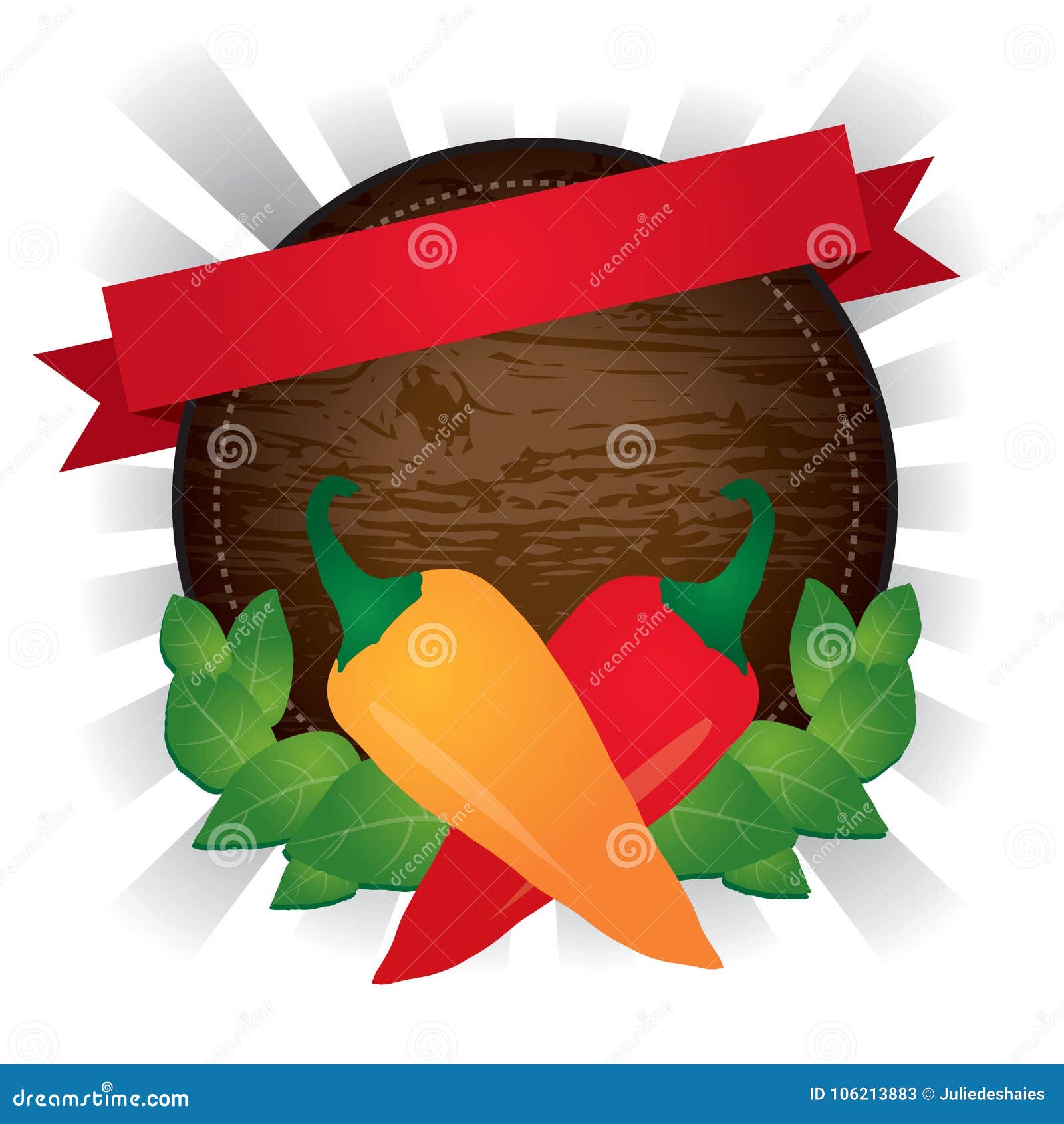 Wooden Rounded Pepper Label Vector Design Stock Vector - Illustration ...