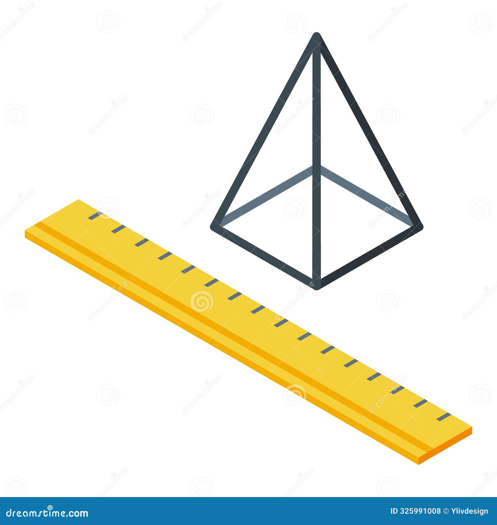 Wooden Ruler Measuring a Triangular Pyramid Shape Stock Illustration ...