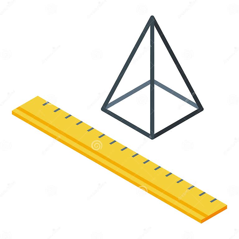 Wooden Ruler Measuring a Triangular Pyramid Shape Stock Illustration ...