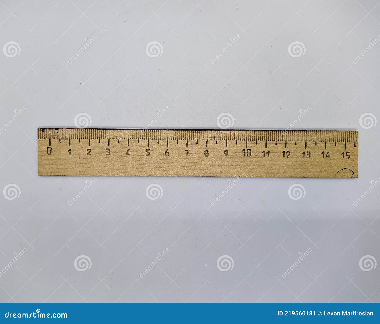 Wooden Ruler. One Old Wooden Ruler Ten Centimeters on a White ...